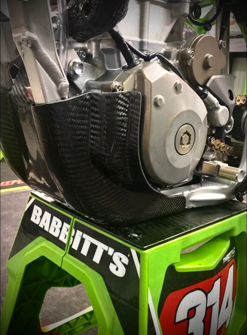 P3 Carbon Skid Plate KX450/X/SR 2024 - 2026 With Integrated Linkage Gu
